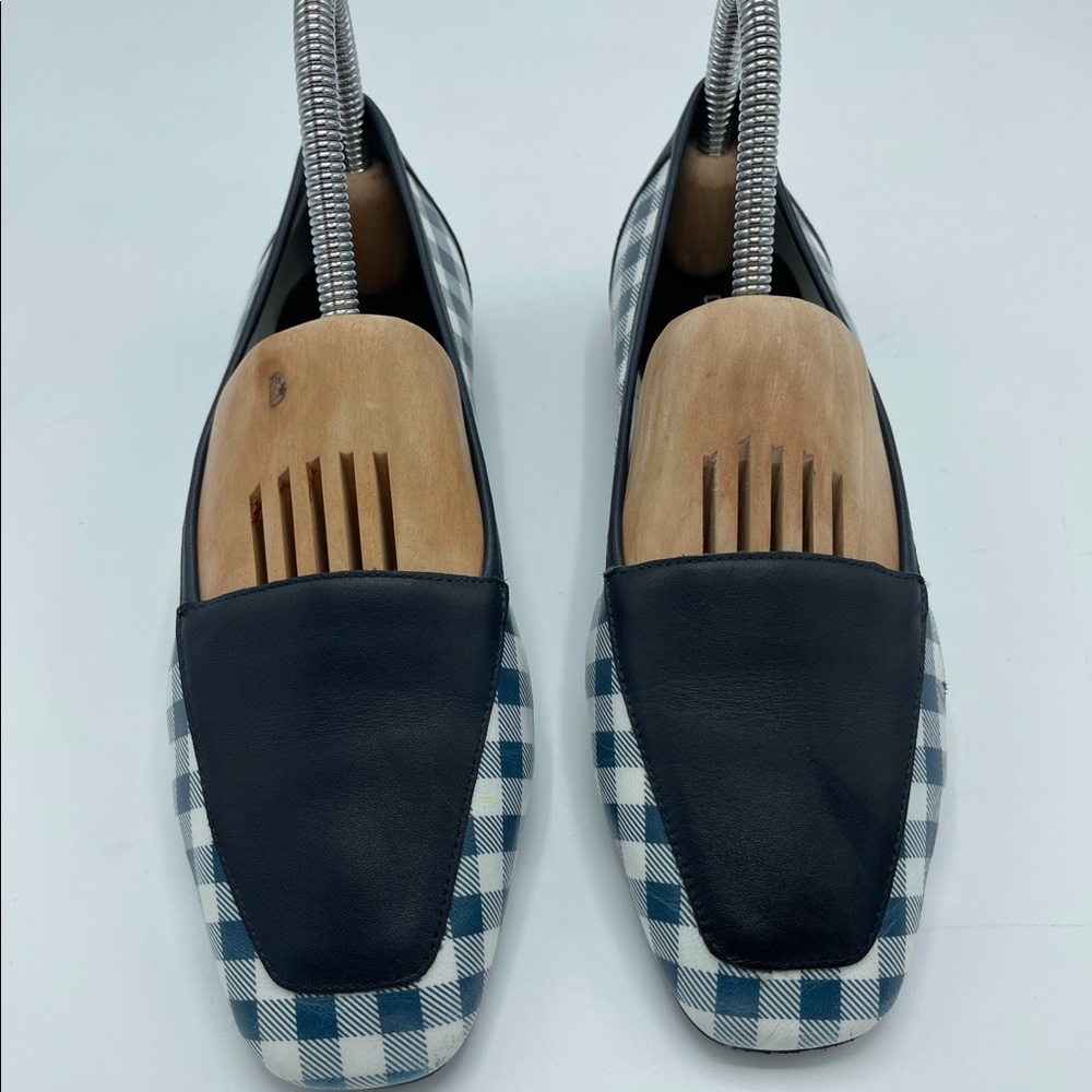 Donald Pliner Deedee Gingham Toe Leather Flats. - Gem